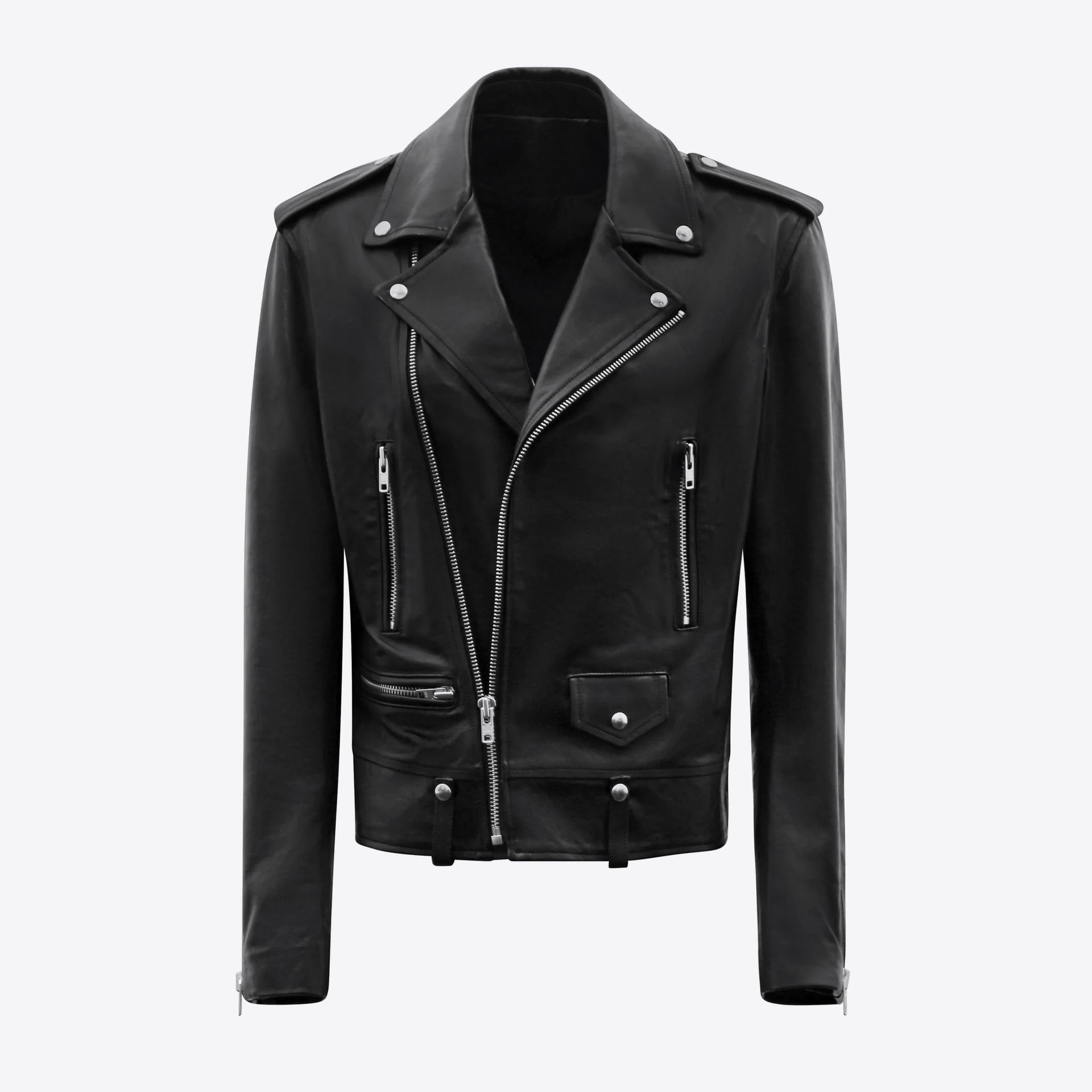 black leather jacket