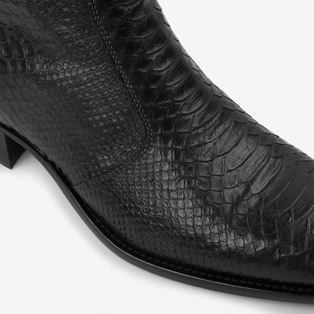 Luca 40mm Side Zip Boots - Black Python-Effect Leather – FROMTHEFIRST